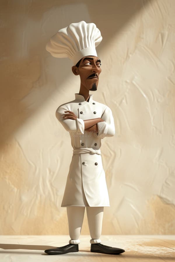 Portrait of a Rather Evil-looking Chef. 3d Illustration Stock ...