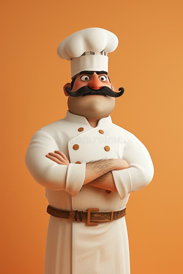 Portrait of a Rather Evil-looking Chef. 3d Illustration Stock ...