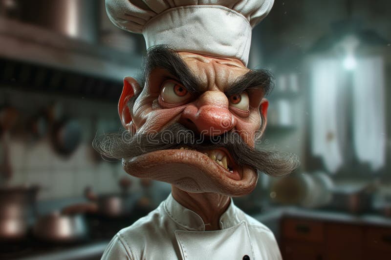 Portrait of a Rather Evil-looking Chef. 3d Illustration Stock ...