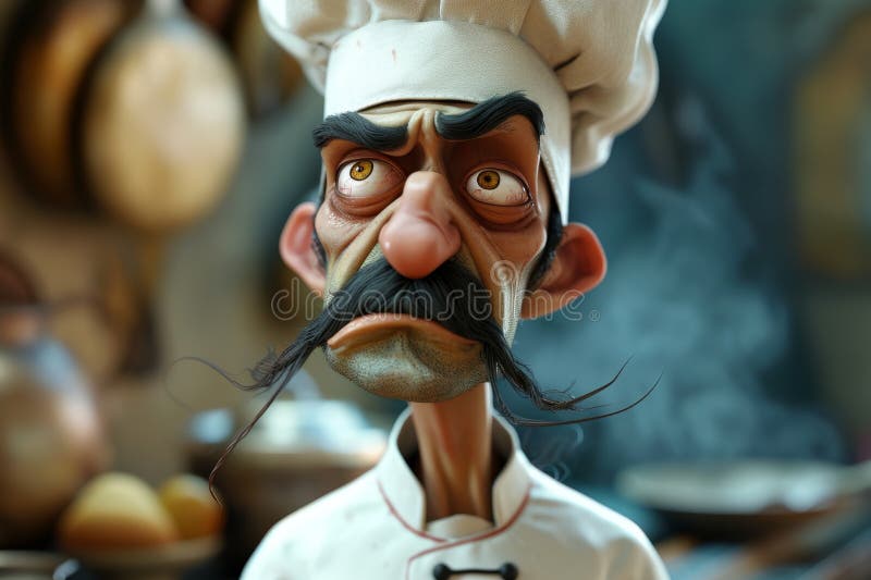 Portrait of a Rather Evil-looking Chef. 3d Illustration Stock ...