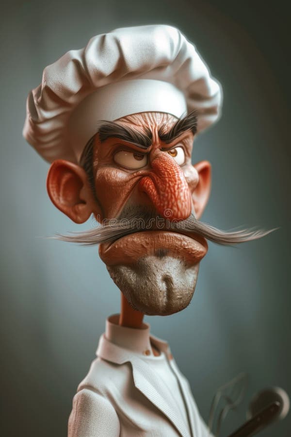 Portrait of a Rather Evil-looking Chef. 3d Illustration Stock ...