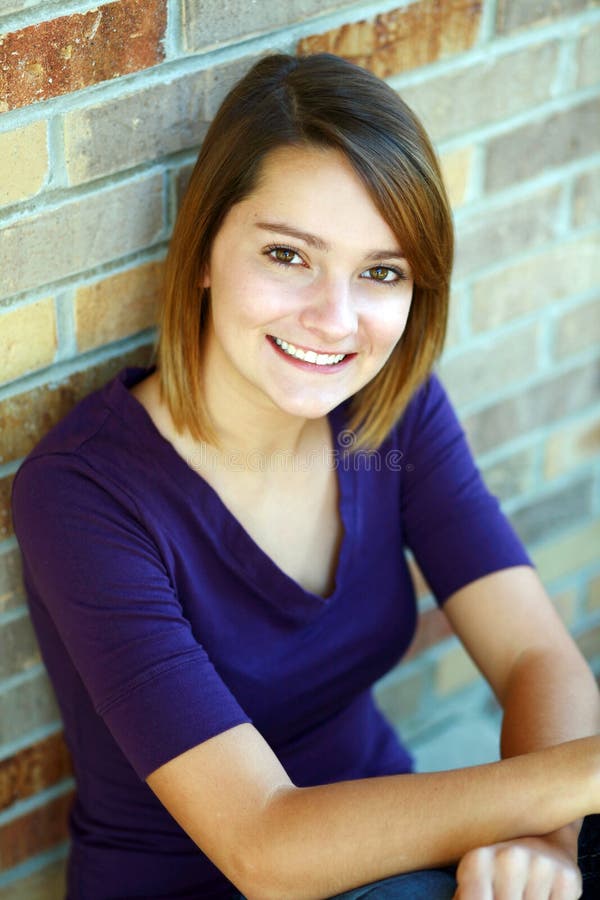 Portrait of Real Girl Smiling Stock Image - Image of casual, person ...