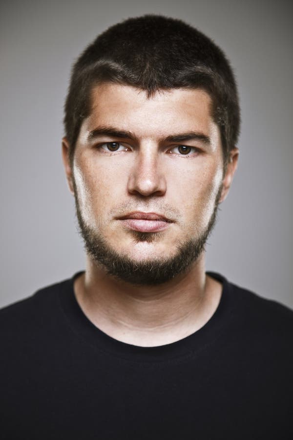 Portrait of a Real Smiling Man Over Grey Background. Stock Image ...