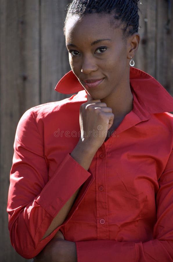 Portrait in red stock photo. Image of woman, wearing, black - 7225108