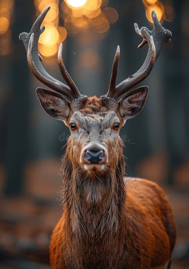Portrait of Red Deer Stag in the Forest Stock Image - Image of buck ...