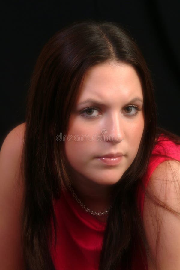 Portrait in Red Dress stock image. Image of eyes, female - 66789