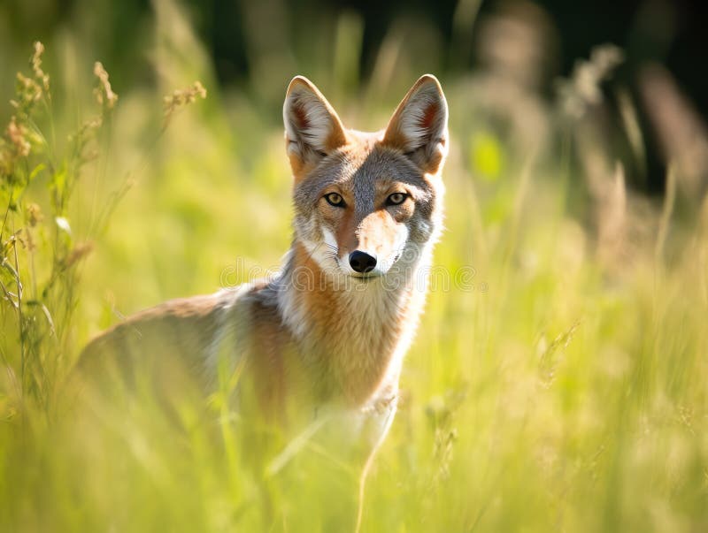 Portrait of a Red Fox (Canis Mesomelas) in the Grass. Made with ...