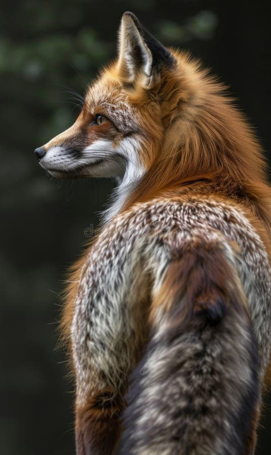 Portrait of a Red Fox Looking Over His Shoulder Stock Illustration ...