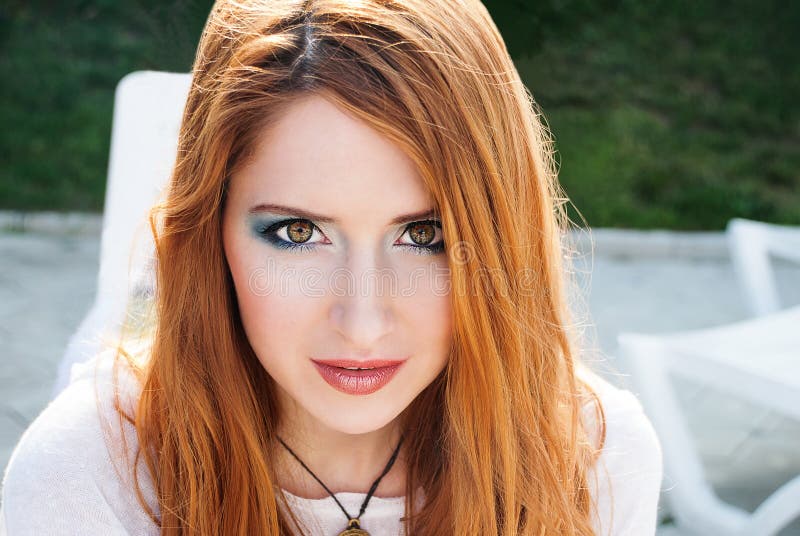 Portrait of Red-haired Girl Stock Image - Image of portrait, beautiful ...