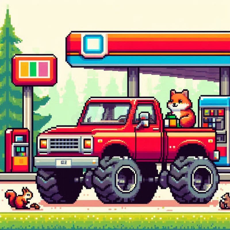 Portrait of a Red Jeep, Pixel Art Stock Illustration - Illustration of ...