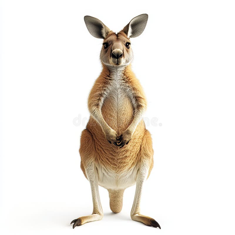 A Portrait of a Red Kangaroo Standing in Front of a White Background ...