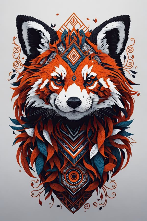 Portrait of a Red Panda in Tribal Style. Vector Illustration Stock ...