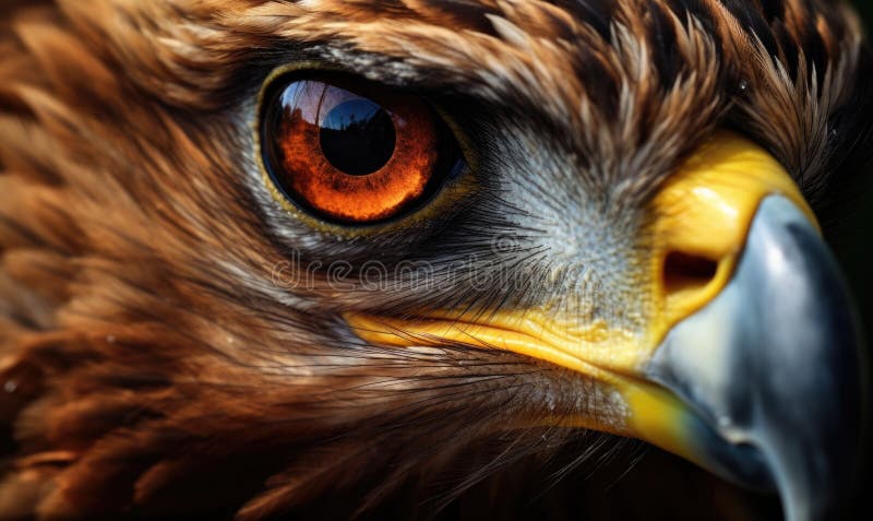 Portrait of a Red-tailed Hawk, Close-up. Close-up Portrait of a Golden ...