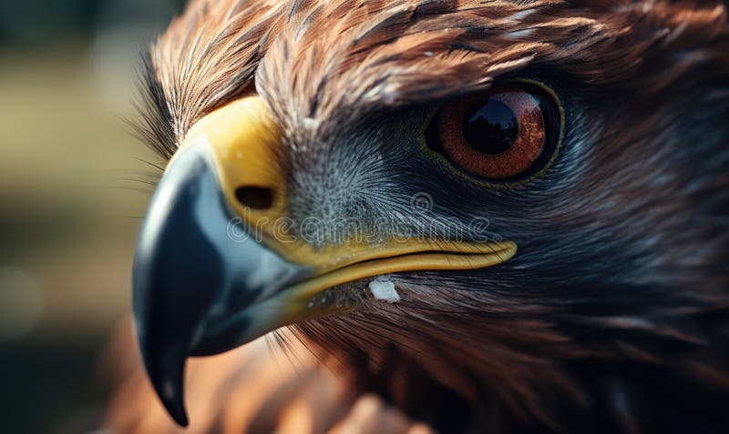Portrait of a Red-tailed Hawk, Close-up. Close-up Portrait of a Golden ...