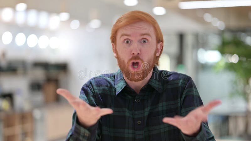 Portrait of Redhead Man Angry on Video Call Stock Photo - Image of ...