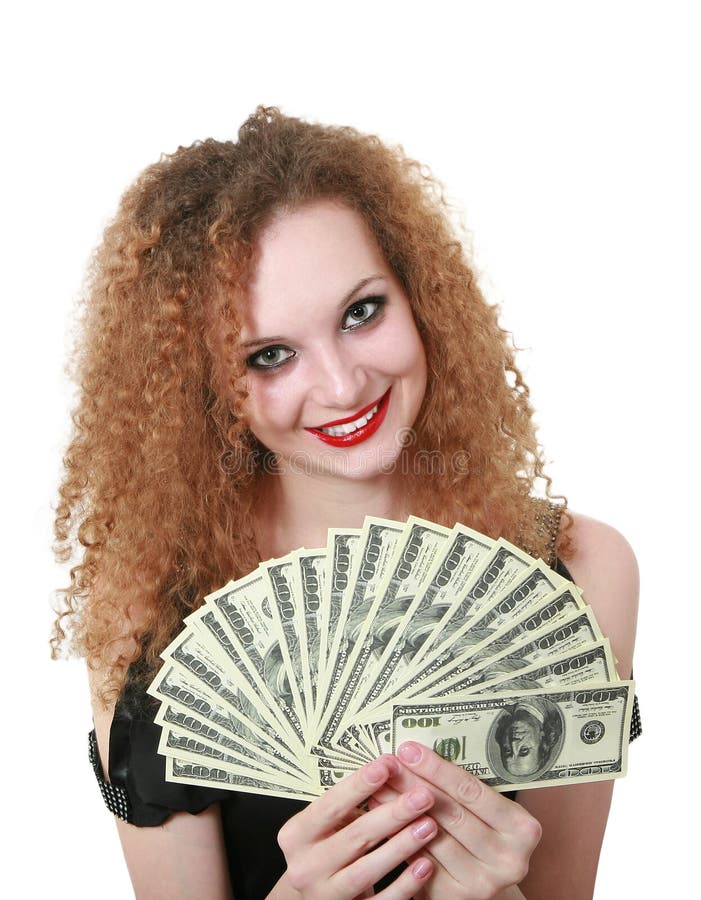Portrait of Redhead Woman with Money Stock Image - Image of career ...
