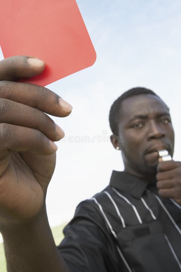 Referee Showing Red Card To Girls Playing Soccer Stock Photo - Image of ...