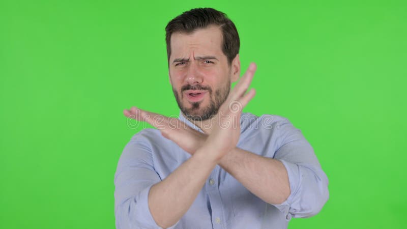 Portrait of Rejecting Man with Arm Gesture, Green Screen Stock Image ...