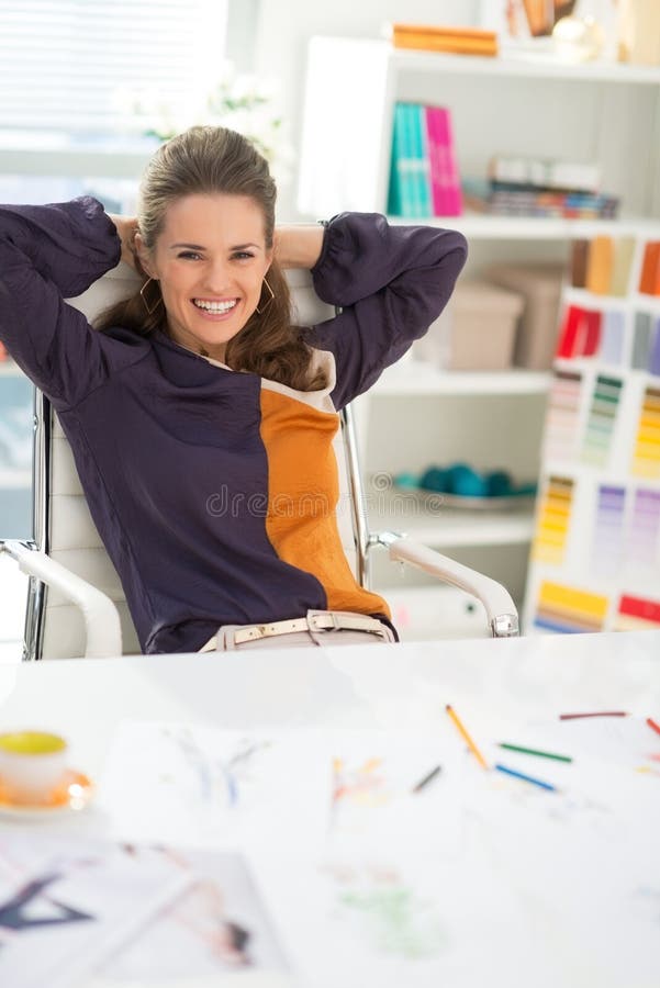 Portrait of Relaxed Fashion Designer in Office Stock Photo - Image of ...