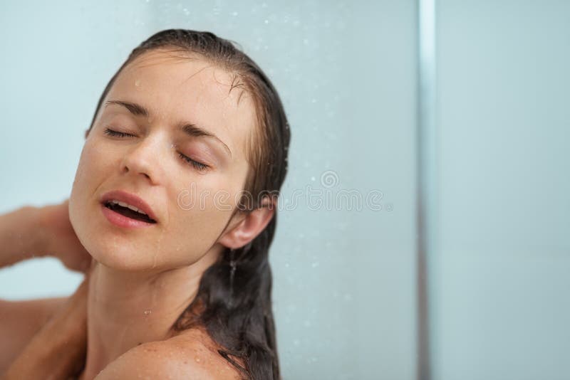 Portrait of Relaxed Woman Taking Shower Stock Image - Image of hygiene ...