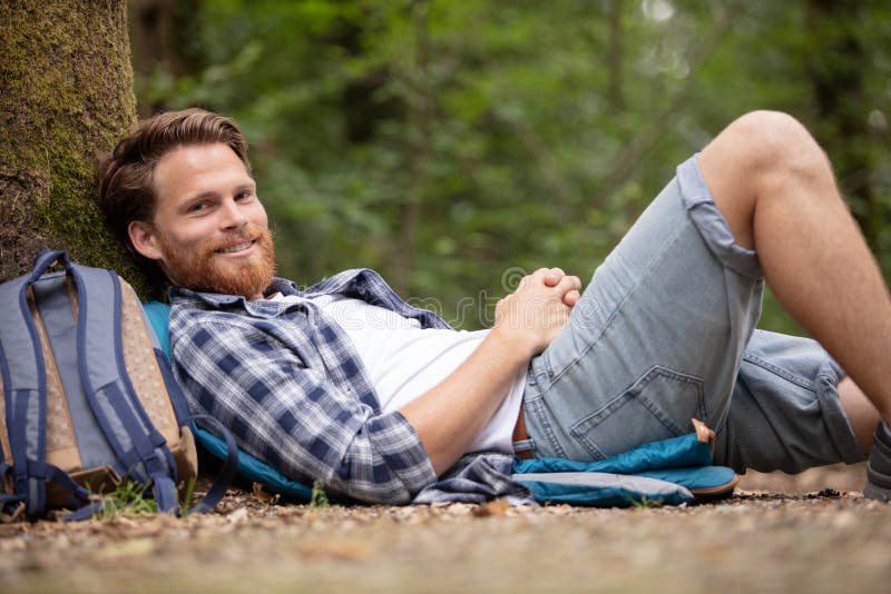 Portrait Relaxing Man on Tree Stock Photo - Image of life, maple: 223326032