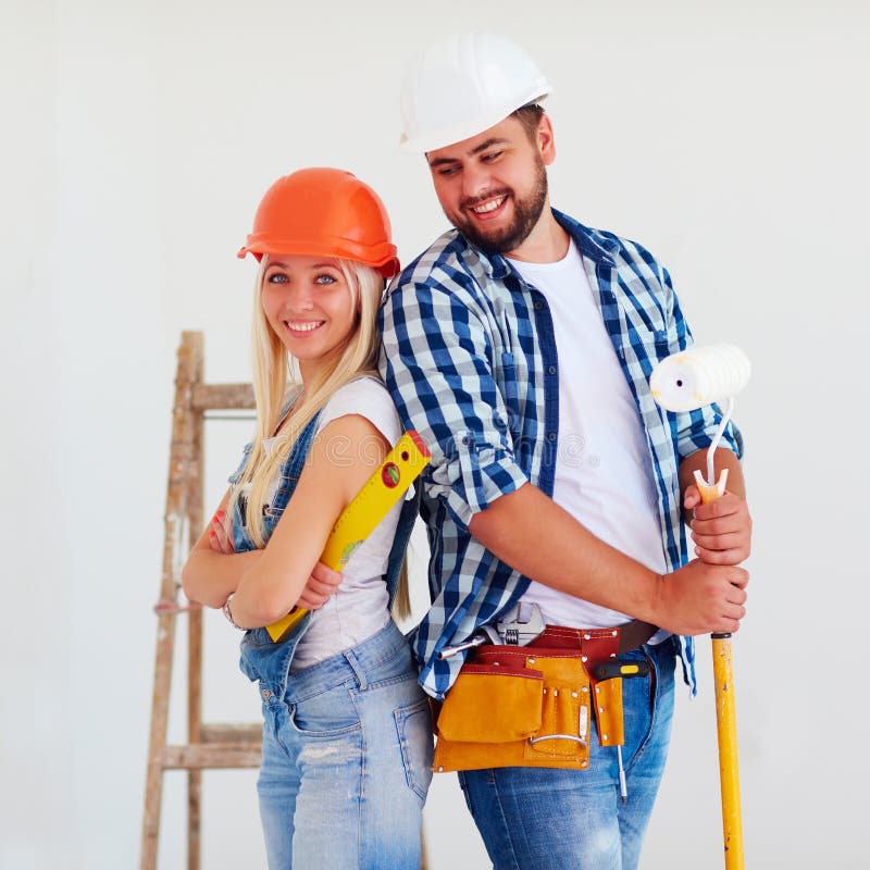 Portrait of Repair Team at Work Stock Image - Image of contractor ...