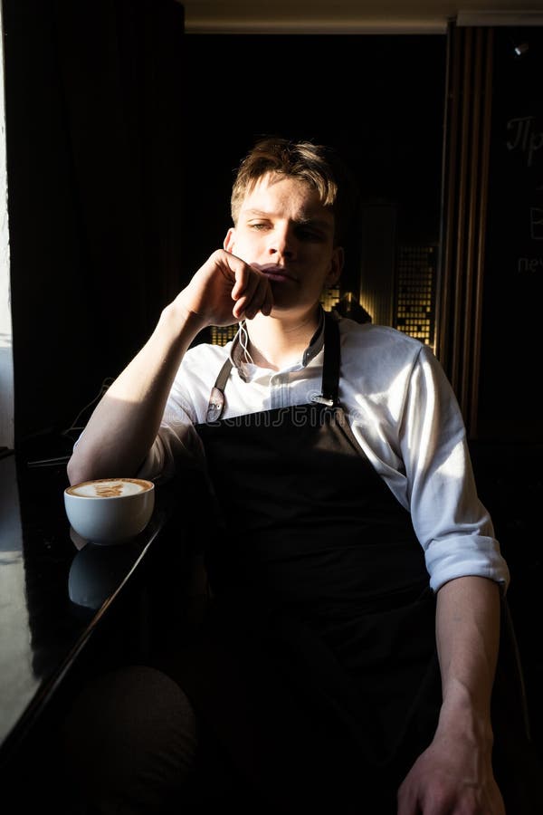 Portrait of a Resting Young Man in a White Shirt Stock Photo - Image of ...