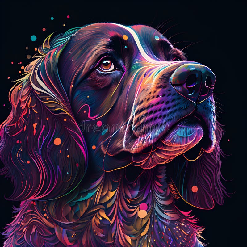 Portrait of a Retriever Dog with Abstract Colorful Background. Stock ...