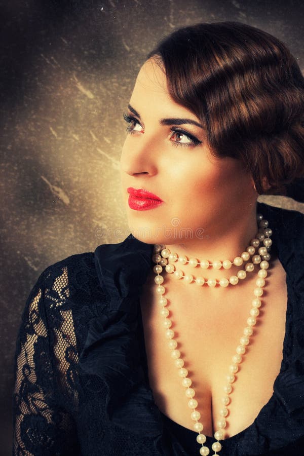 Portrait of retro woman stock image. Image of style, girl - 37416821