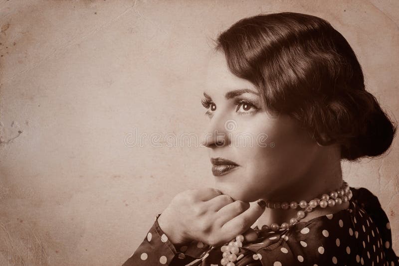 Portrait of retro woman stock image. Image of makeup - 38368755