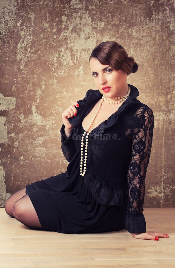 Portrait of retro woman stock photo. Image of model, classic - 37415534