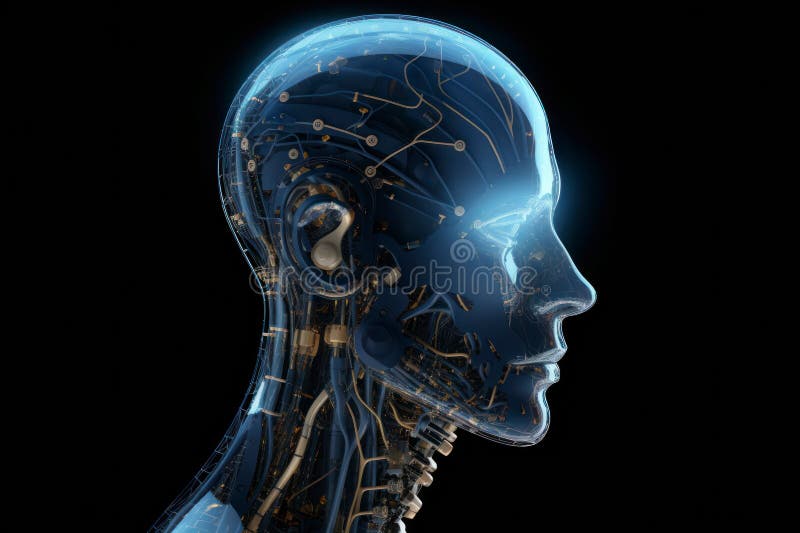 Female Android Face. Artificial Intelligence Concept. Futuristic Robot ...