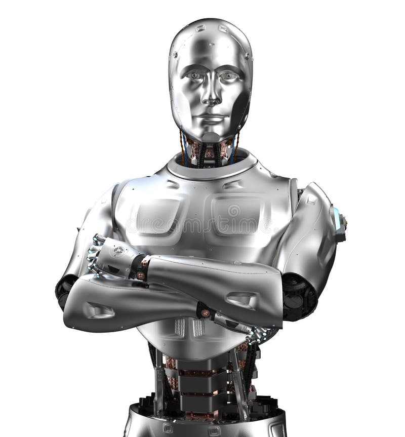 Portrait Robot or Cyborg Arm Crossed Stock Illustration - Illustration ...