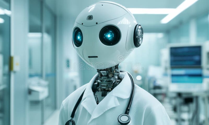 Portrait of a Robot Doctor in a Hospital Stock Illustration ...