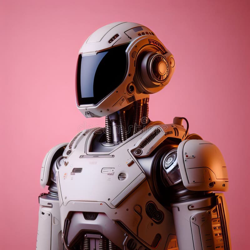 Portrait of a Robot on a Pink Background Stock Illustration ...