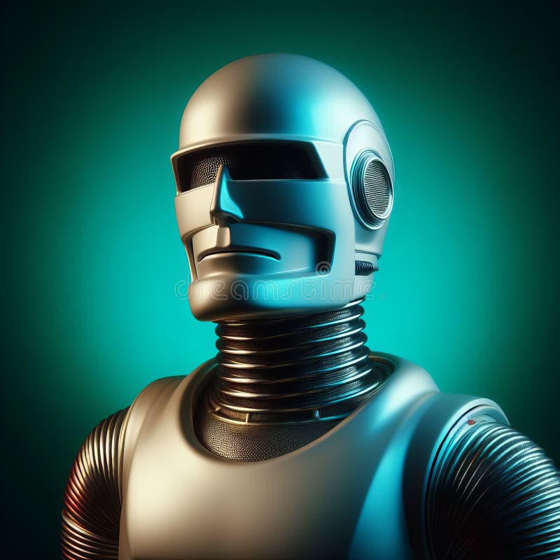Portrait of a Robot on a Green Background Stock Illustration ...