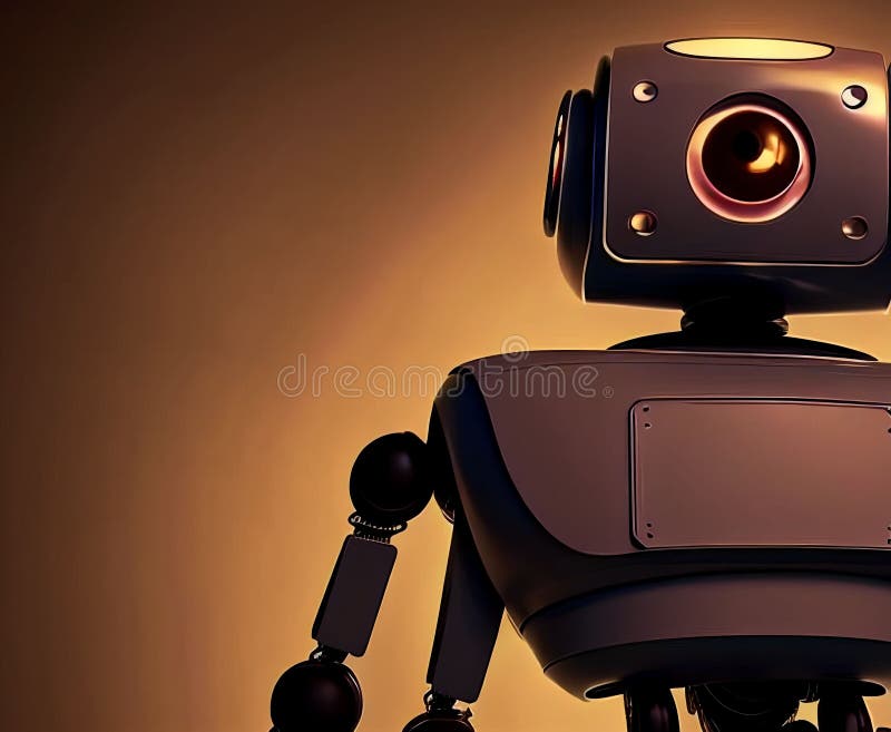 Portrait of Robot on Gray Background. Modern Cyborg Technology. Stock ...