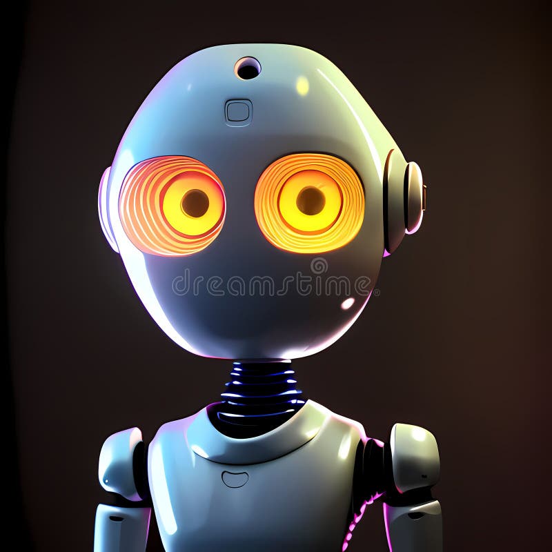 Portrait of Robot on Gray Background. Modern Cyborg Technology. Stock ...