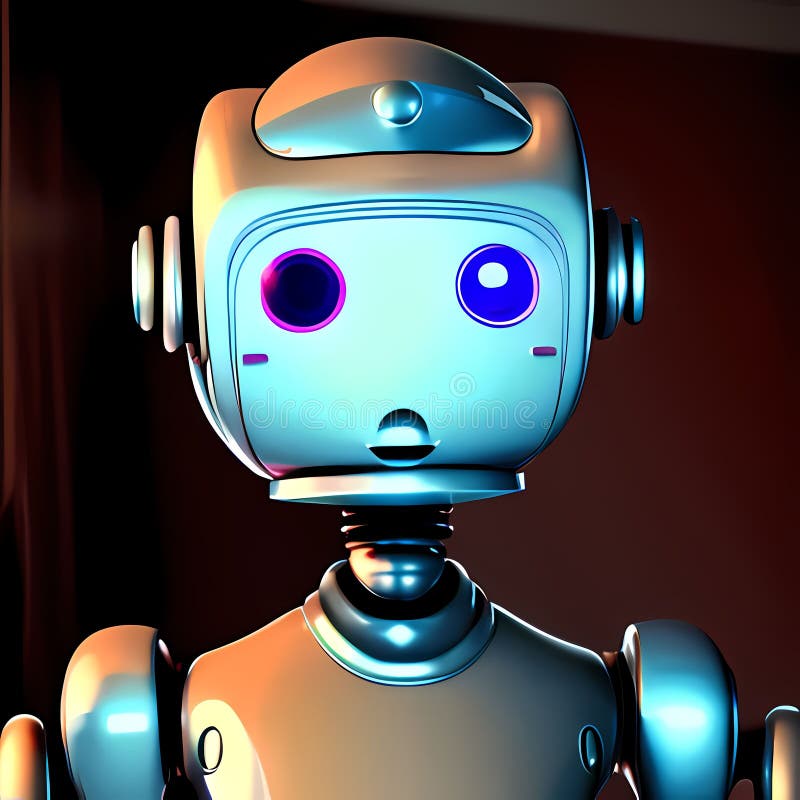 Portrait of Robot on Gray Background. Modern Cyborg Technology. Stock ...