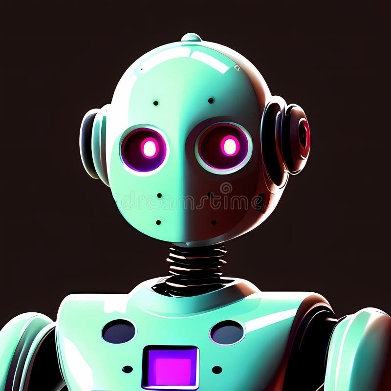 Portrait of Robot on Gray Background. Modern Cyborg Technology. Stock ...