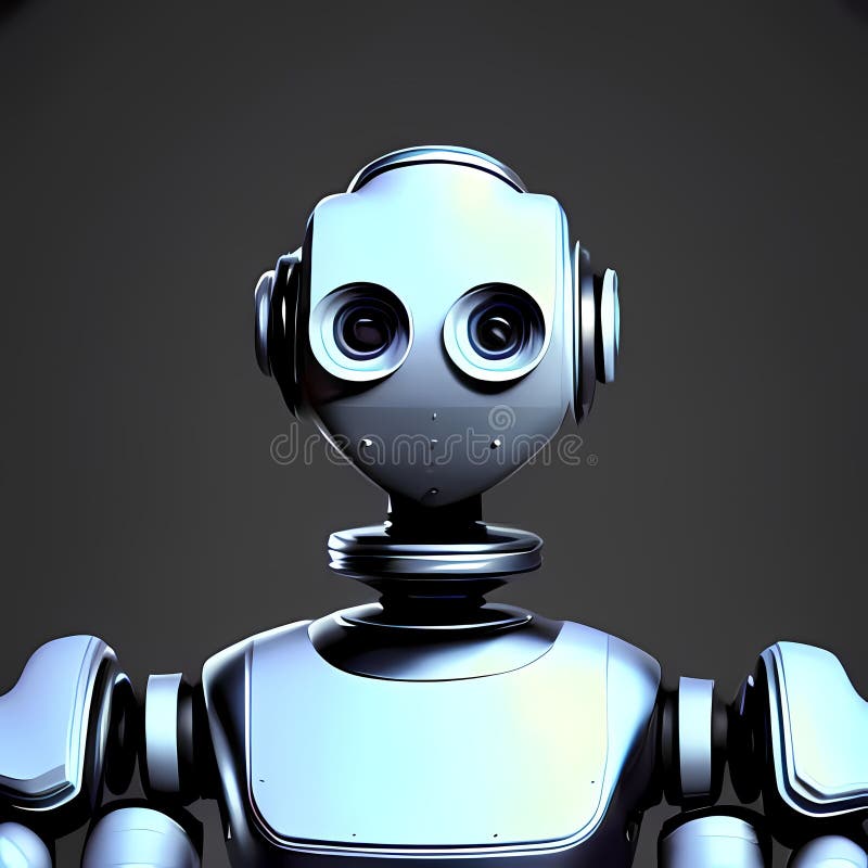 Portrait of Robot on Gray Background. Modern Cyborg Technology. Stock ...