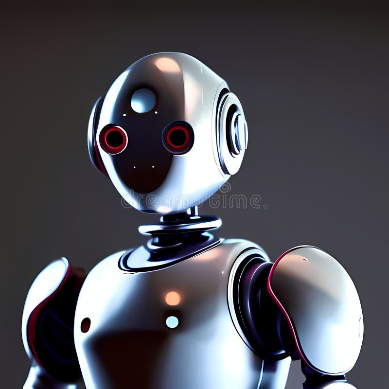 Portrait of Robot on Gray Background. Modern Cyborg Technology. Stock ...