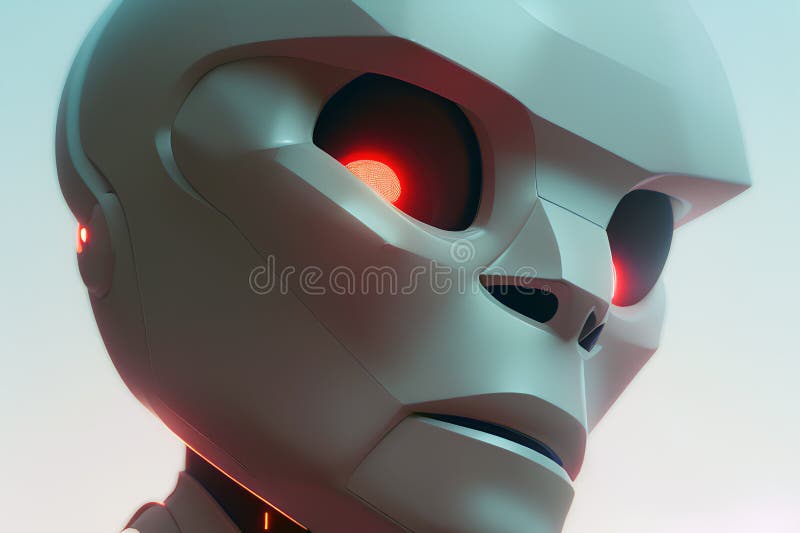 Portrait of Robot on Gray Background. Modern Cyborg Technology ...