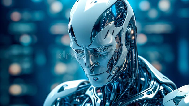 Portrait of a Robot Made Using the Most Advanced Modern Technologies ...