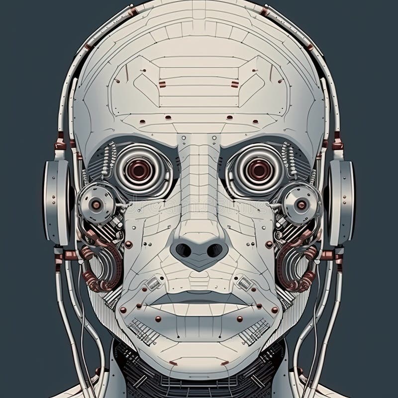 Portrait of a Robot in Moder Style. Concept of Artificial Intelligence ...
