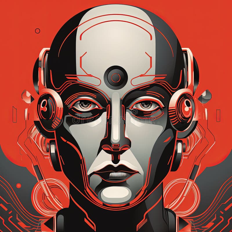 Portrait of a Robot in Moder Style. Concept of Artificial Intelligence ...
