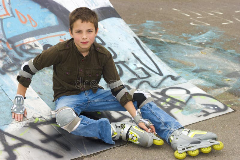 Portrait of Roller-skater in Protection Stock Image - Image of ...