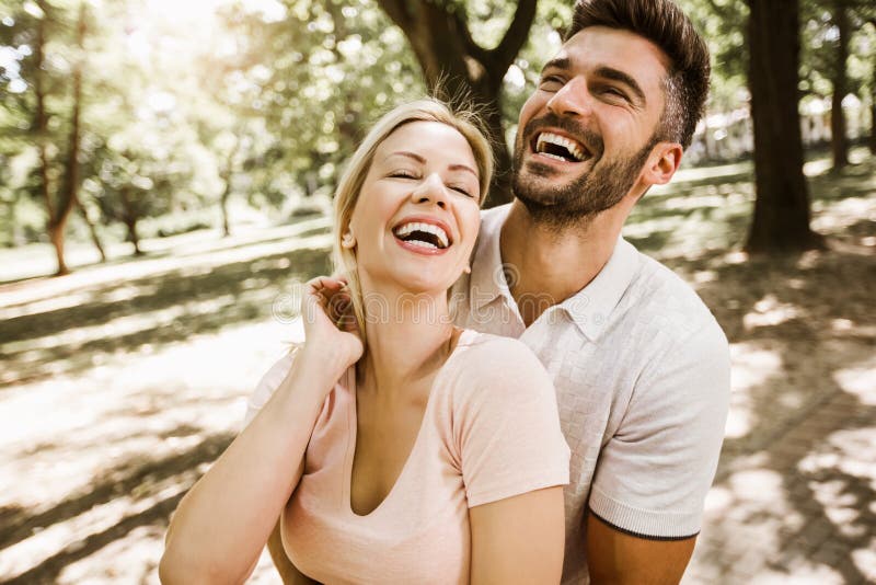 Romantic Couple Enjoying in Park, Having Fun Stock Image - Image of ...