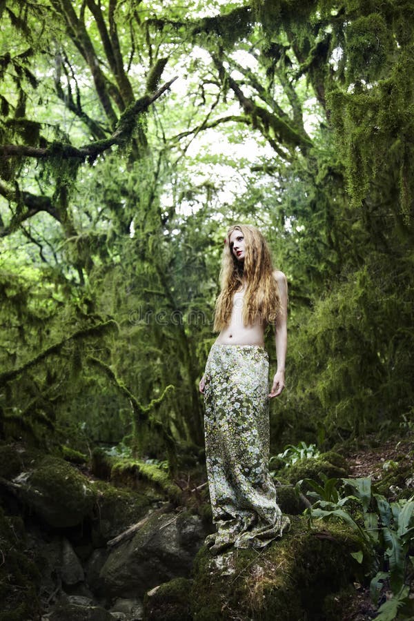 Portrait of Romantic Woman in Fairy Forest Stock Image - Image of look ...