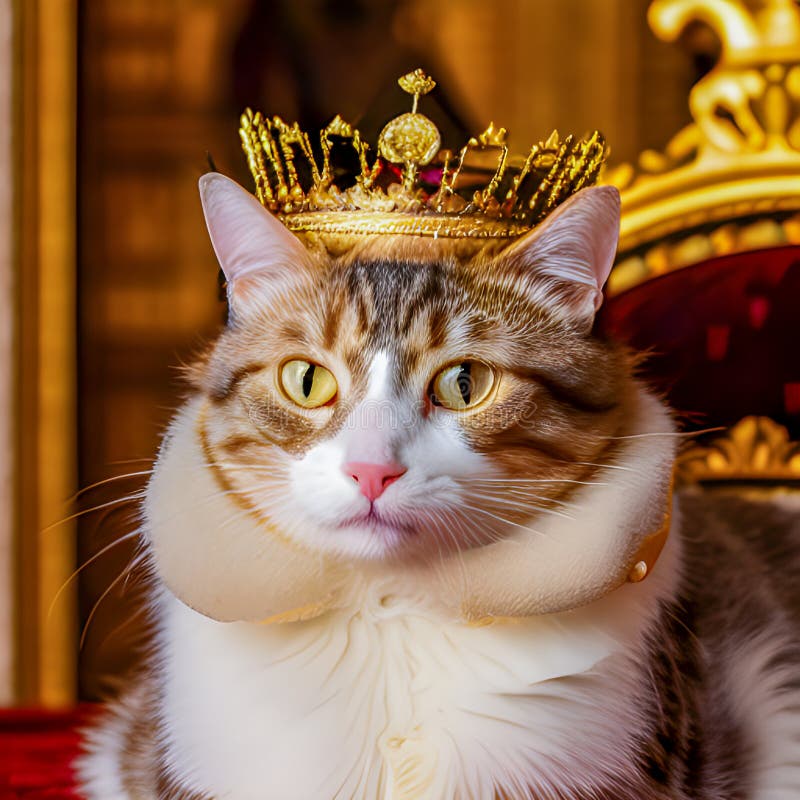 Portrait of a Royal Cat in a Crown Stock Illustration - Illustration of ...
